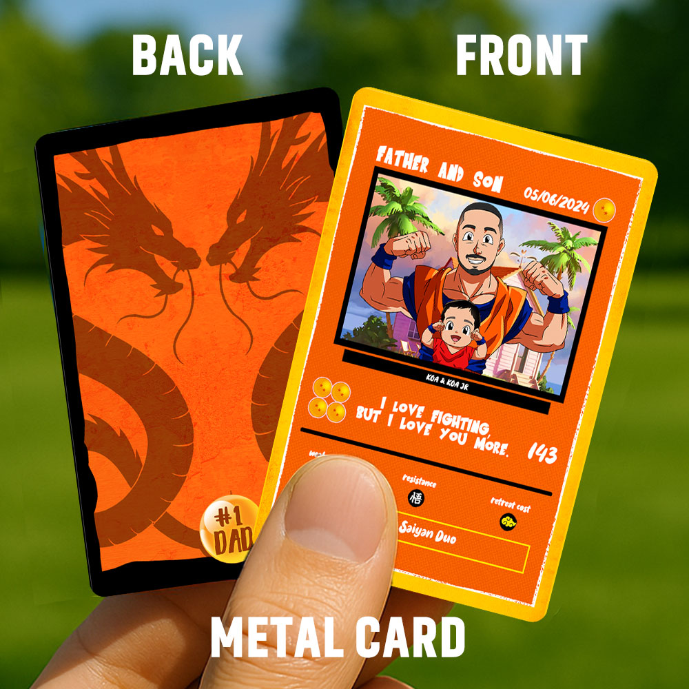 DBZ Super Saiyan Dad Metal Card – Mmentos gift shop